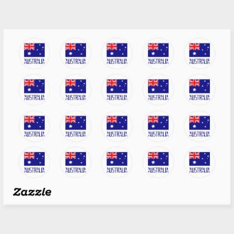 Australia Flag & Word Classic Round Sticker | Zazzle