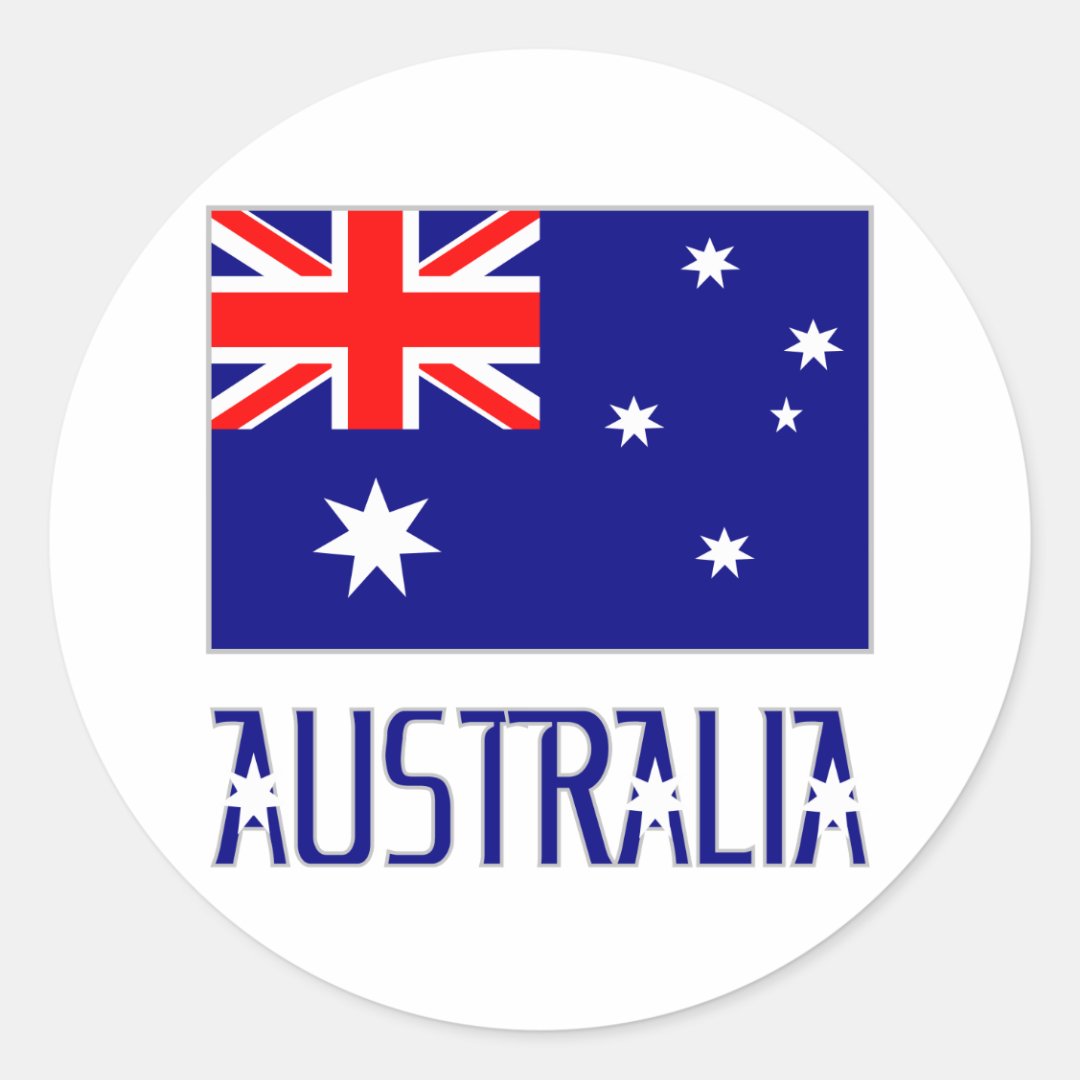 Australia Flag & Word Classic Round Sticker | Zazzle