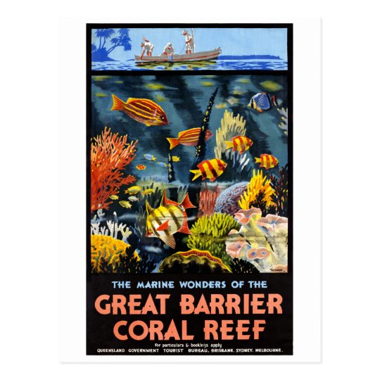 Australia Great Barrier Coral Reef Vintage Poster Postcard | Zazzle.com