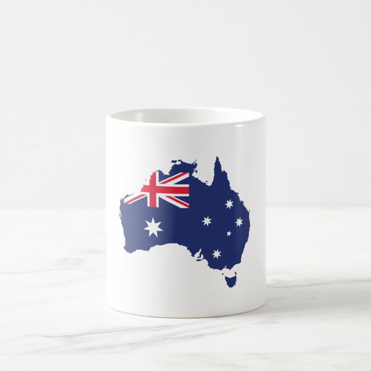 AUSTRALIA MAP AND FLAG BLUE COFFEE MUG | Zazzle