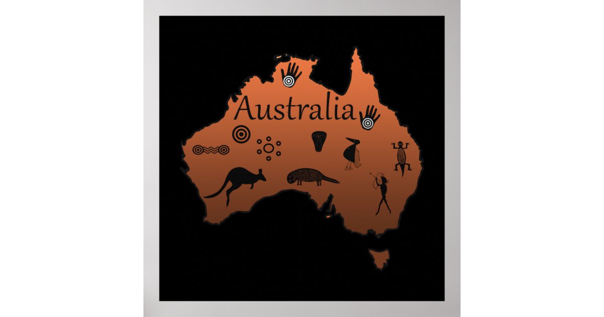 Australia map Australian continent Poster | Zazzle