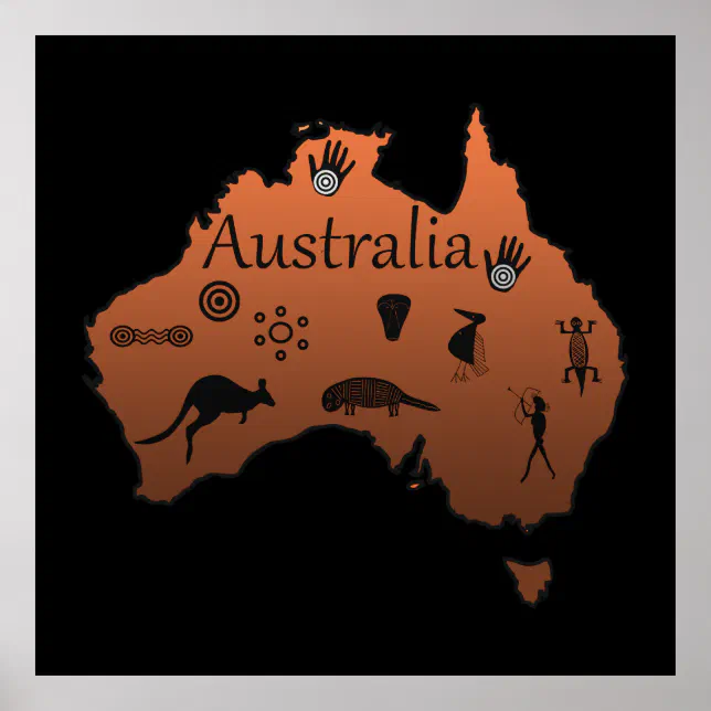 Australia map Australian continent Poster | Zazzle