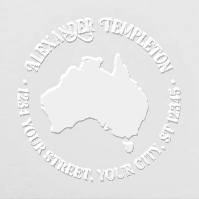 Australia Map Silhouette Round Name Return Address Embosser | Zazzle