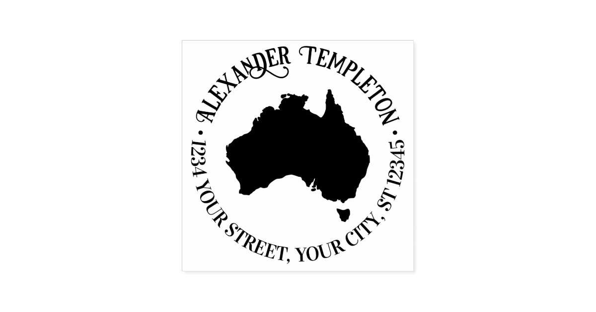 Australia Map Silhouette Round Name Return Address Self-inking Stamp ...