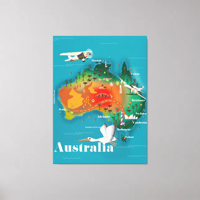 Australia Map Travel poster Canvas Print | Zazzle