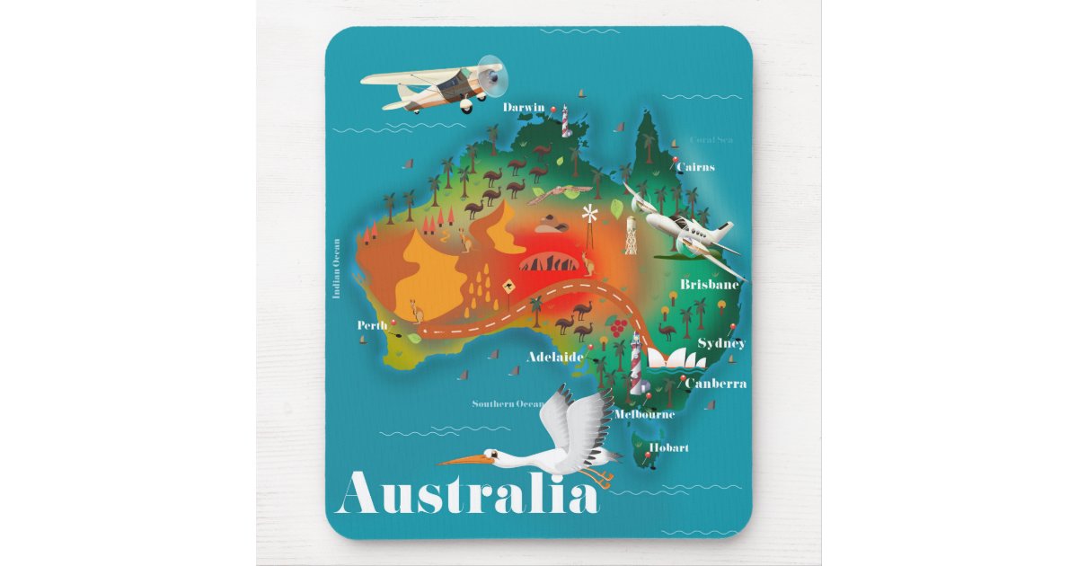 Australia Map Travel poster Mouse Pad | Zazzle