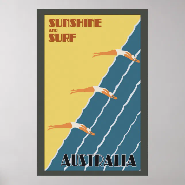 Australia Vintage Retro Beach Travel Poster | Zazzle