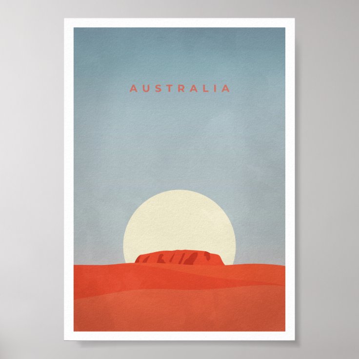 Australia with Sunset & Ayers Rock/Uluru | Poster | Zazzle
