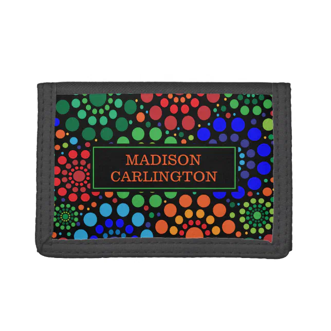 Australian aboriginal art circles monogram name trifold wallet | Zazzle