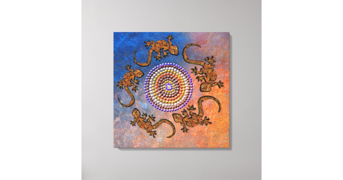 Australian Aboriginal-style Gecko Circle of Life Canvas Print | Zazzle
