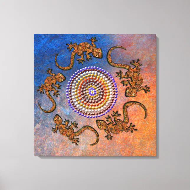 Australian Aboriginal-style Gecko Circle of Life Canvas Print | Zazzle