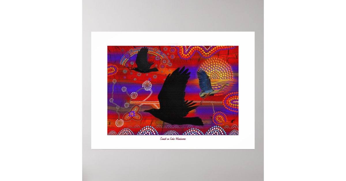 Australian Aboriginal-themed Sunset on a Lake Poster | Zazzle.com