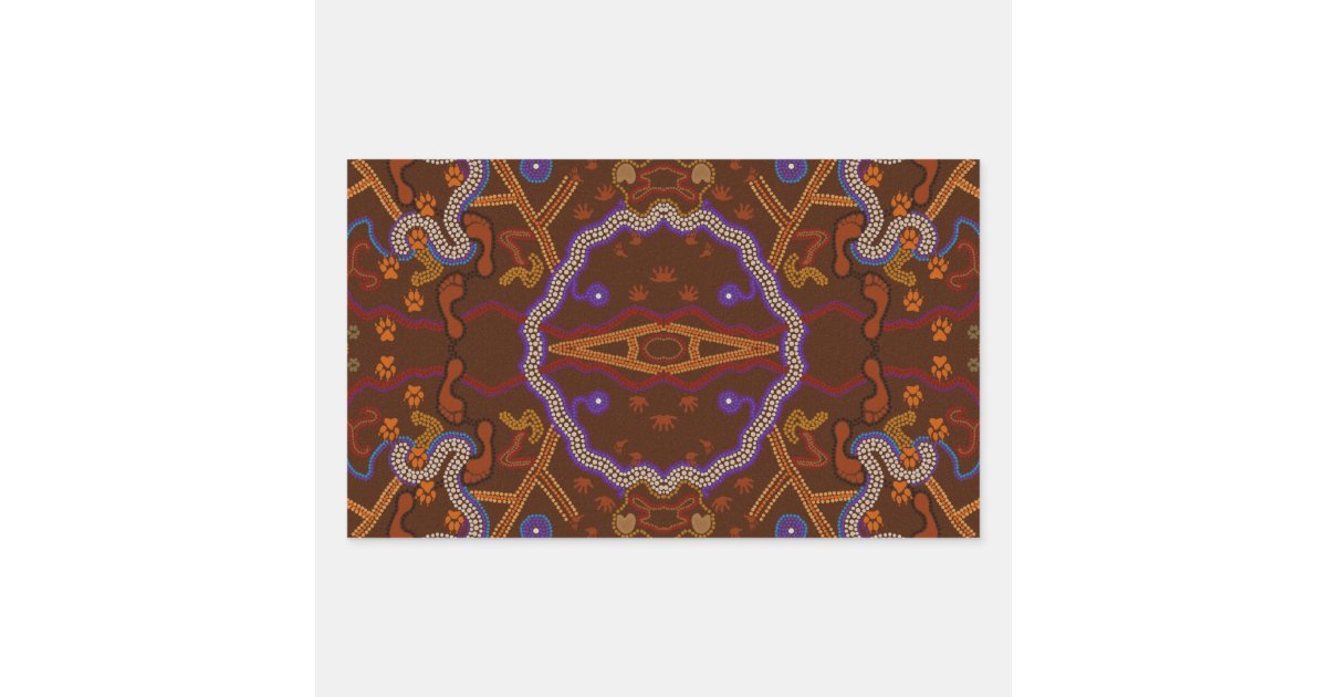 Australian Aborigines Walkabout with Animal Tracks Rectangular Sticker ...
