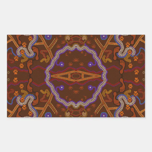 Australian Aborigines Walkabout with Animal Tracks Rectangular Sticker ...