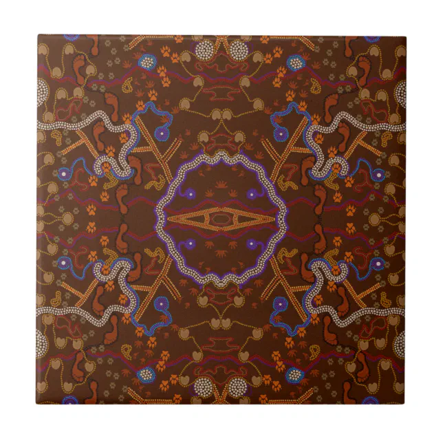 Australian Aborigines Walkabout with Animal Tracks Tile | Zazzle