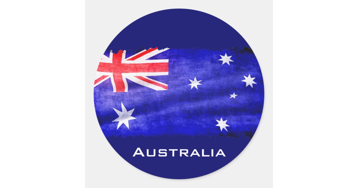 Australian, Aussie Flag, Downunder Patriotic Flag Classic Round Sticker ...