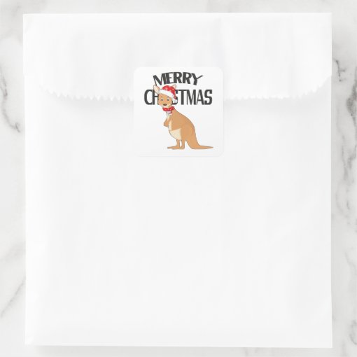 Australian Christmas Cute Kangaroo Square Sticker Zazzle