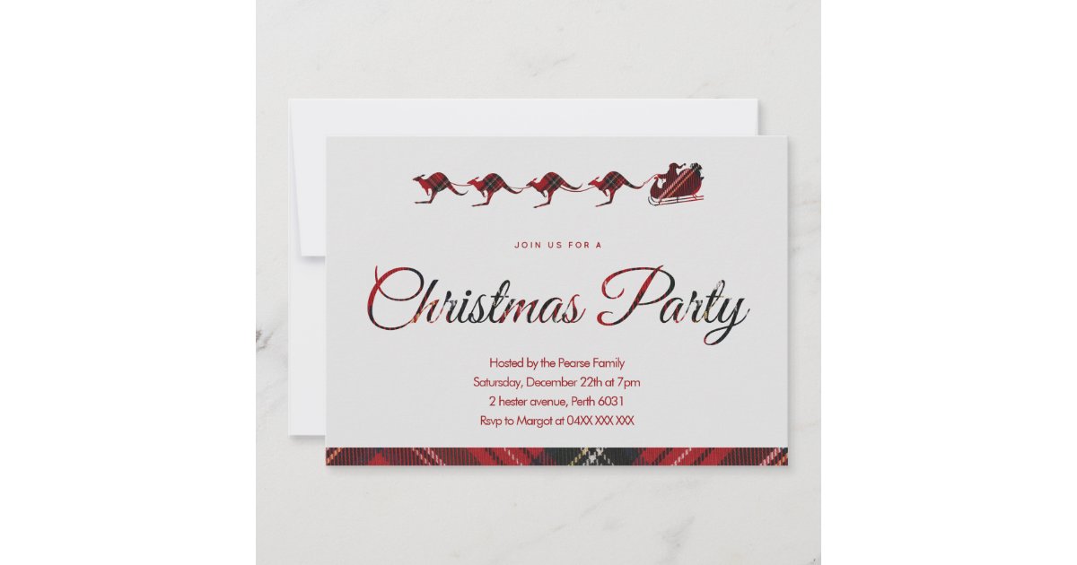 Australian Christmas Party Invitation flannel | Zazzle