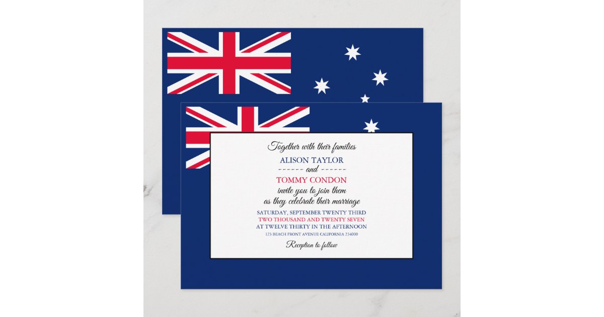 Australian Flag, Flag of Australia Wedding Invitation | Zazzle