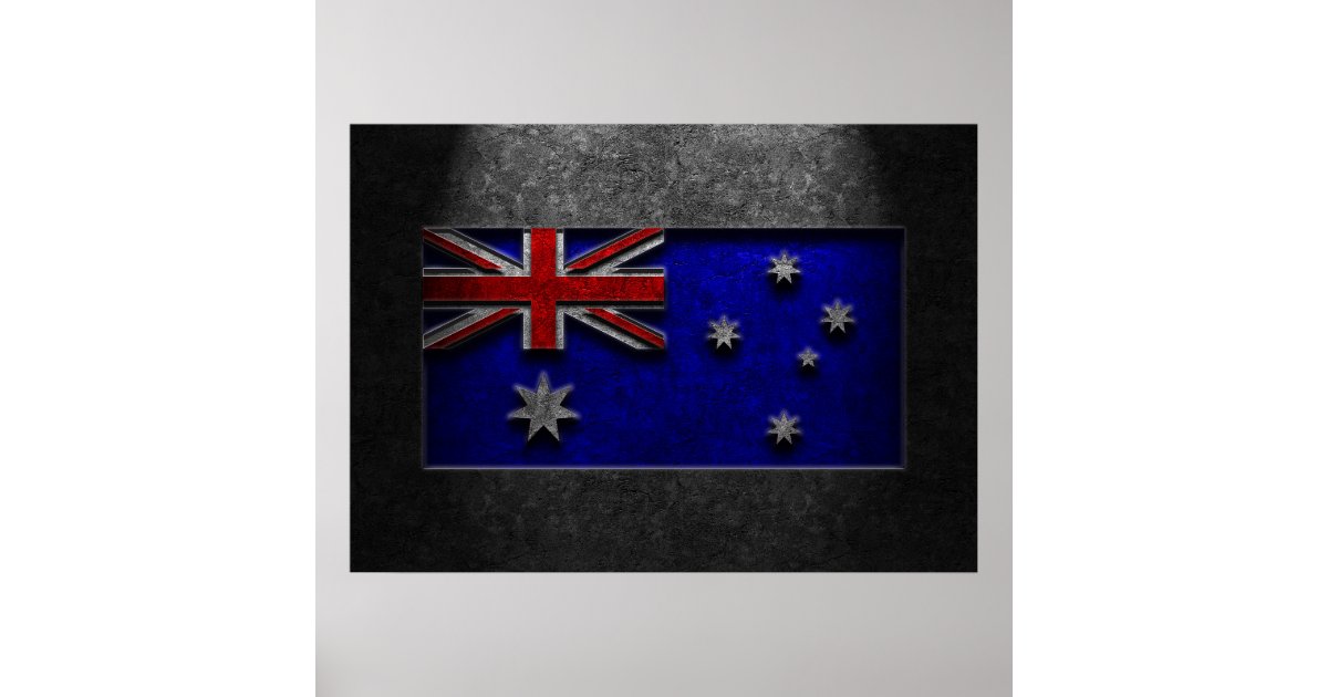 Australian Flag Stone Texture Repost Poster | Zazzle
