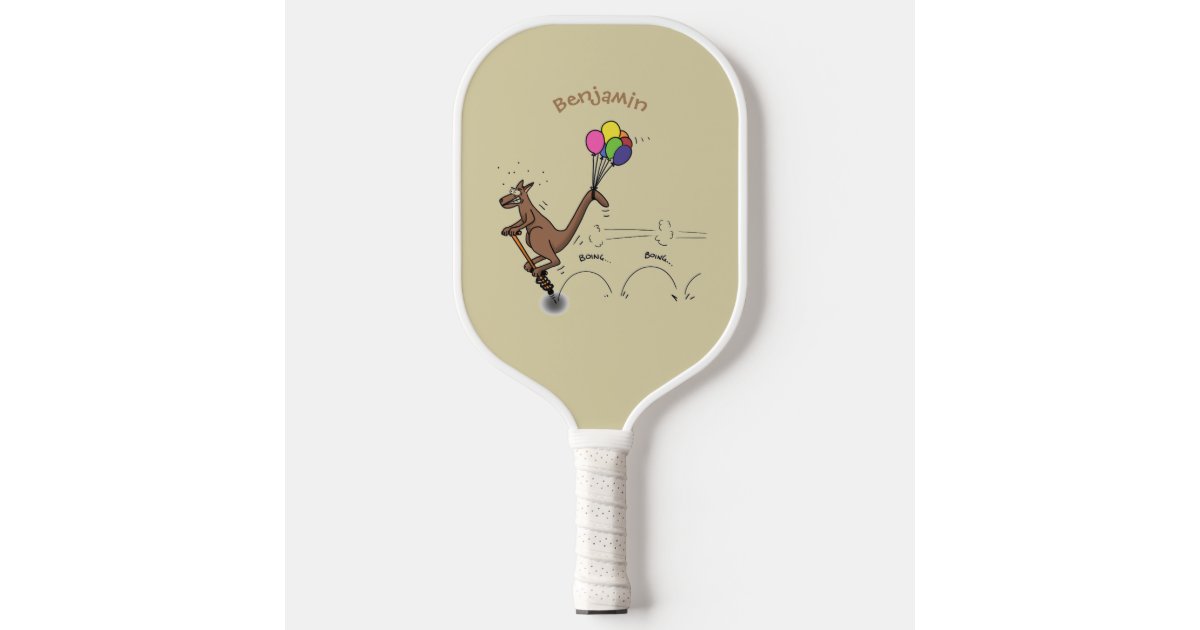 Australian humor kangaroo cartoon illustration pickleball paddle | Zazzle
