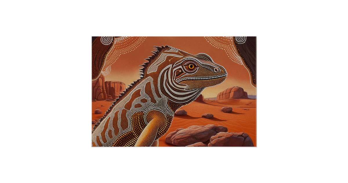 Australian Iguana Lizard Wildlife Scene Poster | Zazzle