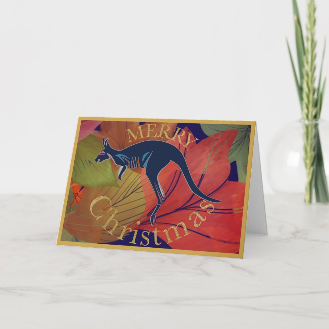 Australian kangaroo Merry Christmas Card | Zazzle