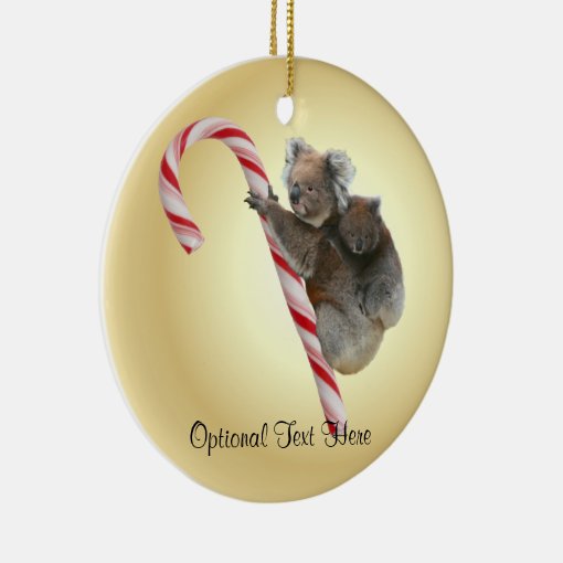 Australian Koala Christmas Candy Cane Ceramic Ornament | Zazzle