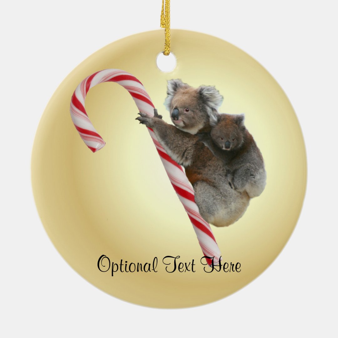 Australian Koala Christmas Candy Cane Ceramic Ornament | Zazzle
