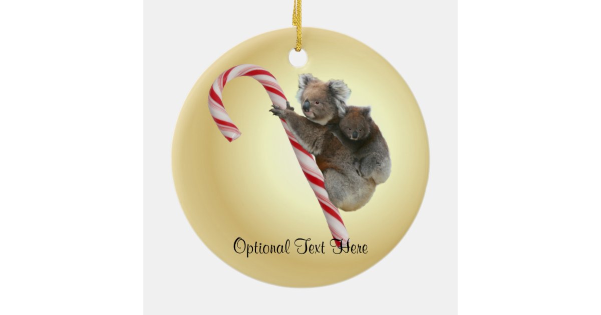 Australian Koala Christmas Candy Cane Ceramic Ornament | Zazzle