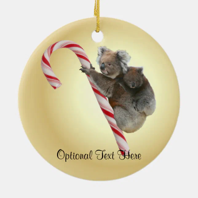 Australian Koala Christmas Candy Cane Ceramic Ornament | Zazzle