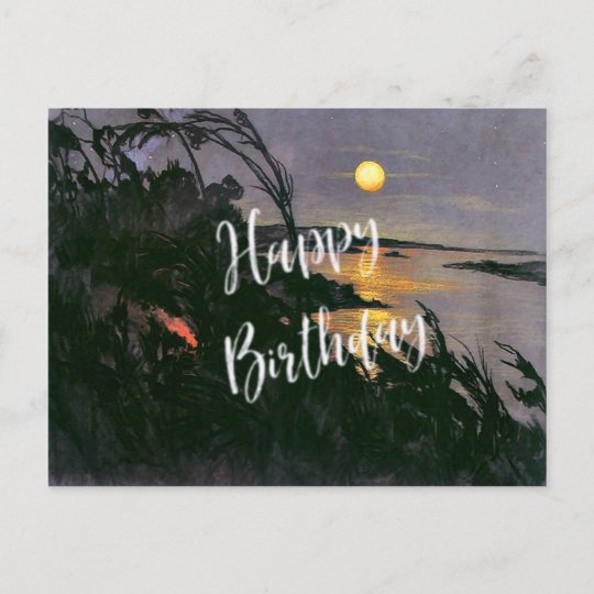 Australian landscape with Full Moon-Happy Birthday Postcard | Zazzle.com