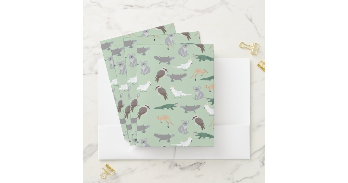 Australian Native Animals Eucalyptus Green Pattern Pocket Folder | Zazzle