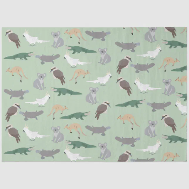 Australian Native Animals Eucalyptus Green Pattern Tissue Paper | Zazzle