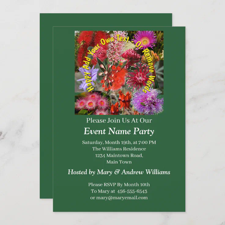 Australian Native Wild Flowers Invitation | Zazzle
