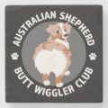 Australian Shepherd Butt Wigglers Club - Red Merle Stone Coaster | Zazzle