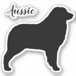 Australian Shepherd Dog Aussie Silhouette Vinyl Sticker | Zazzle