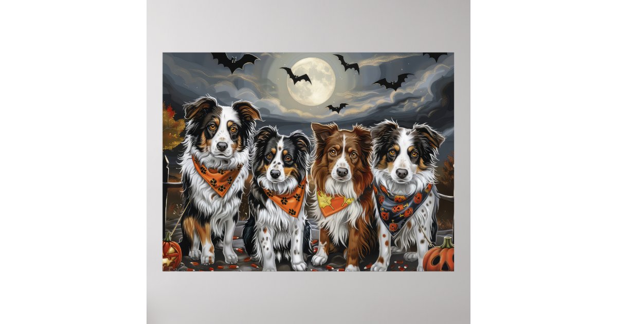Australian Shepherd Halloween Spooky Poster | Zazzle