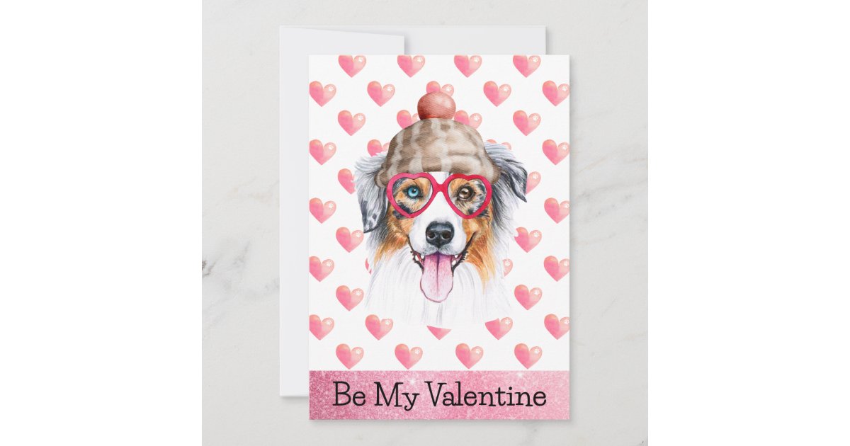 Australian Shepherd I Woof You Dog Valentine's Day Holiday Card | Zazzle