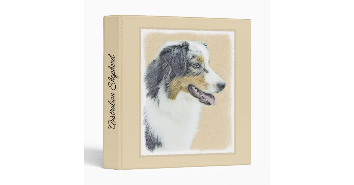 Australian Shepherd Painting - Original Dog Art 3 Ring Binder | Zazzle