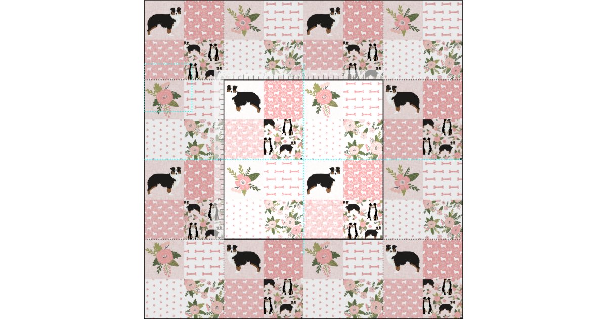 Australian Shepherd patchwork buffalo plaid Fabric | Zazzle