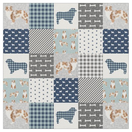 Australian Shepherd patchwork buffalo plaid Fabric | Zazzle.com