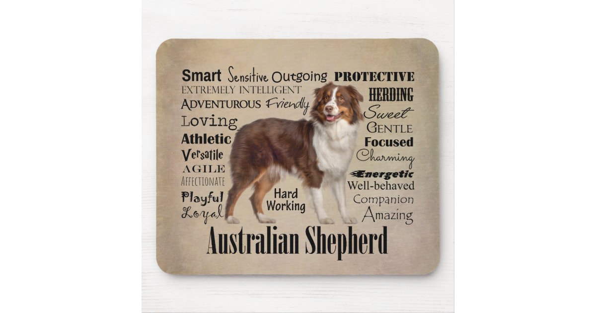 Australian Shepherd Personality Portrait Mouse Pad | Zazzle