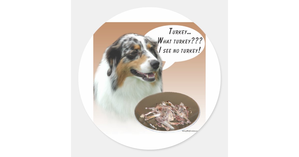 Australian Shepherd Turkey Classic Round Sticker | Zazzle