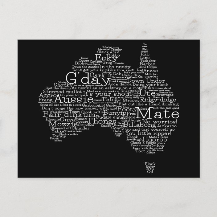 Australian slang map postcard | Zazzle.com