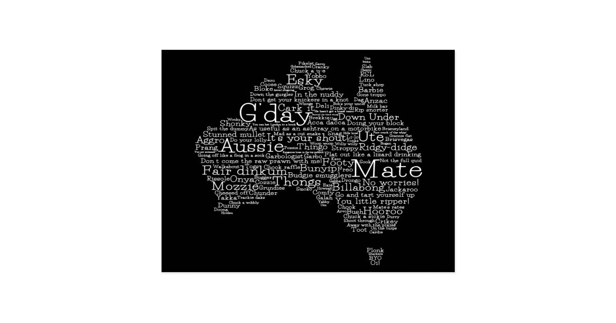 Australian slang map postcard | Zazzle.com