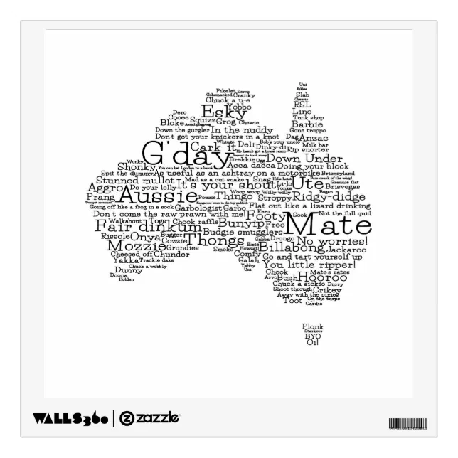 Australian slang map wall decal | Zazzle