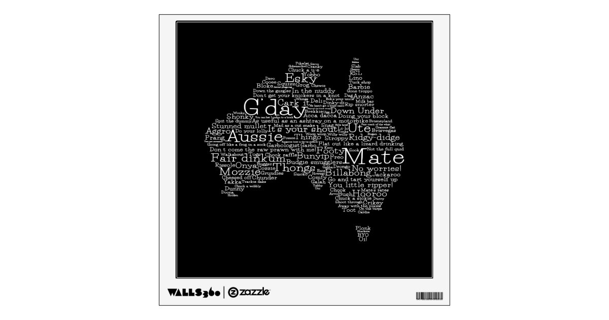 Australian slang map wall sticker | Zazzle