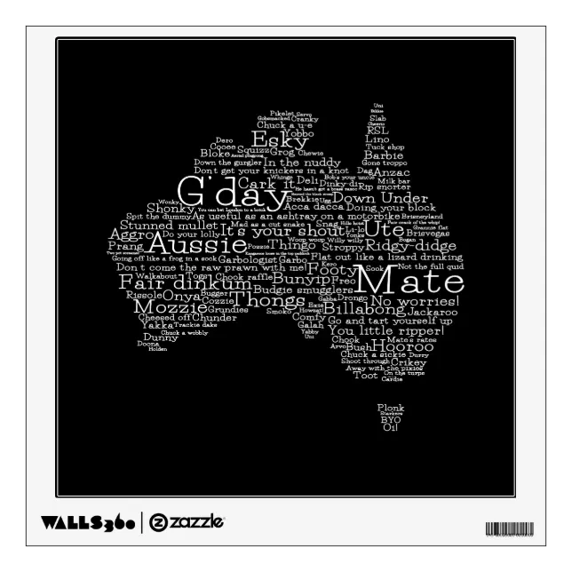 Australian slang map wall sticker | Zazzle