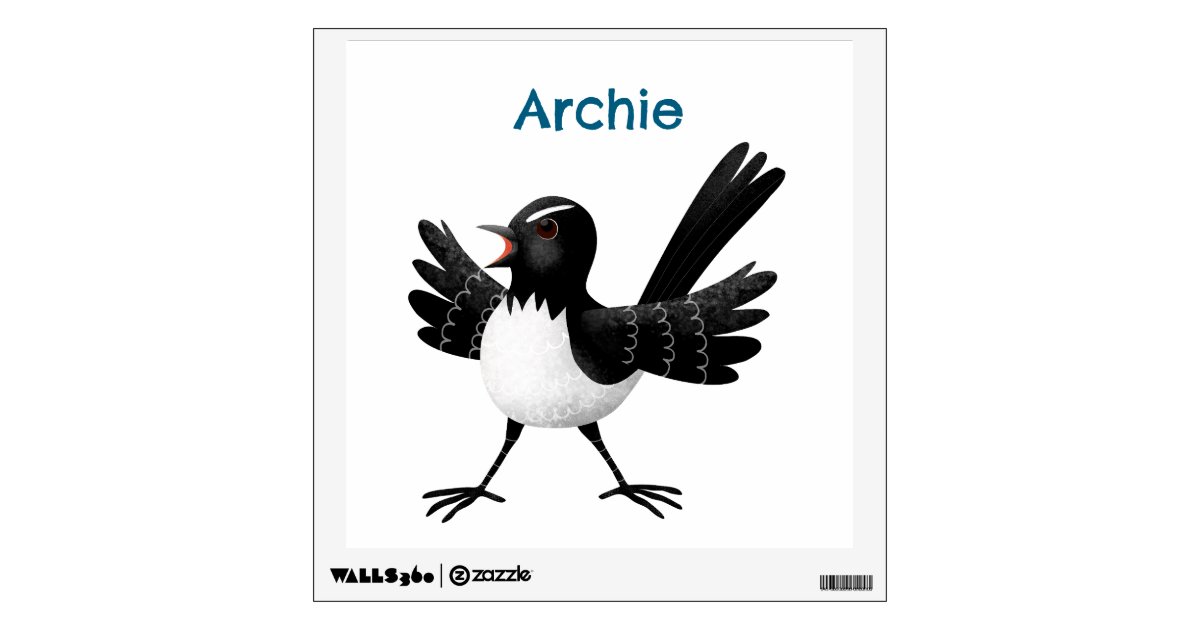 Australian Willie Wagtail cartoon personalized Wall Decal | Zazzle